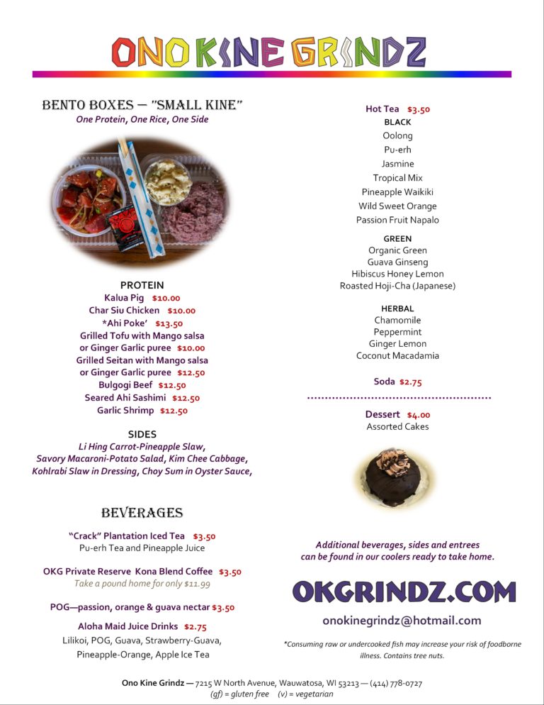 Ono Kine Grindz | Menus