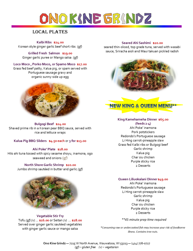 Ono Kine Grindz | Menus